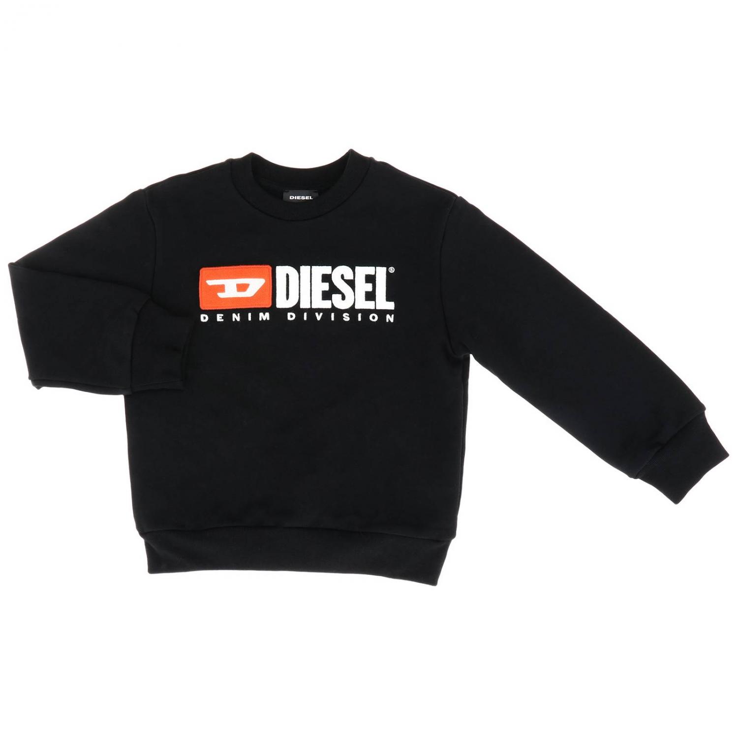 DIESEL: crew neck sweatshirt with logo - Black | Diesel sweater 00J48E ...