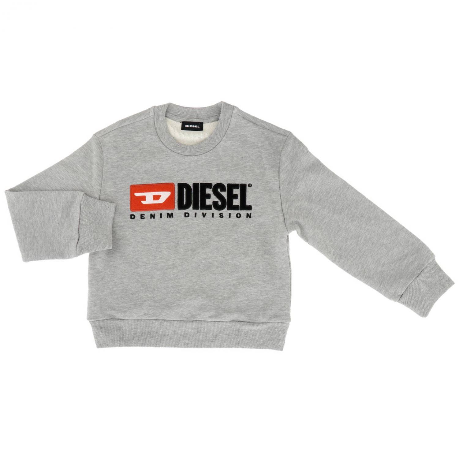 DIESEL: crew neck sweatshirt with logo - Grey | Diesel sweater 00J48E ...
