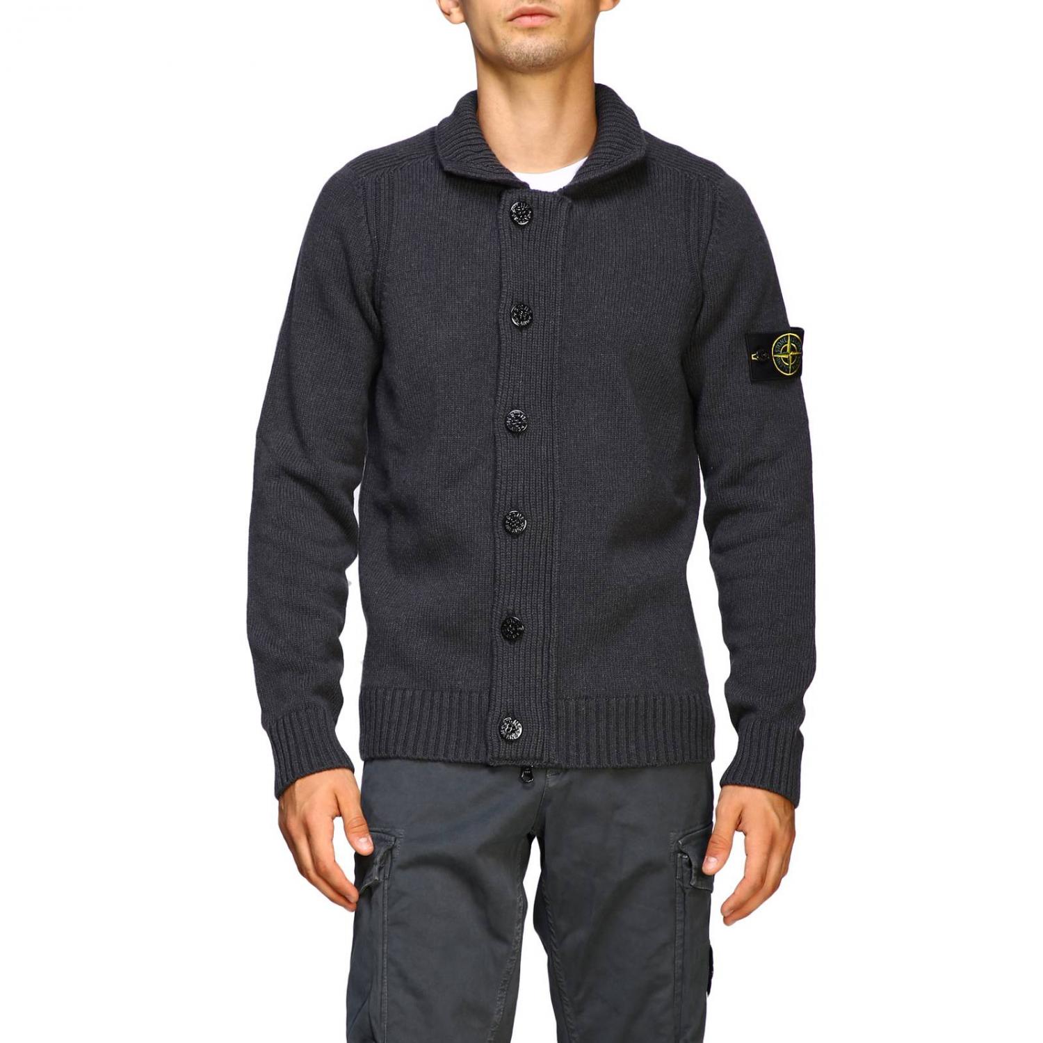 STONE ISLAND: Jumper men - Smoke Grey | Stone Island cardigan 564A3 ...