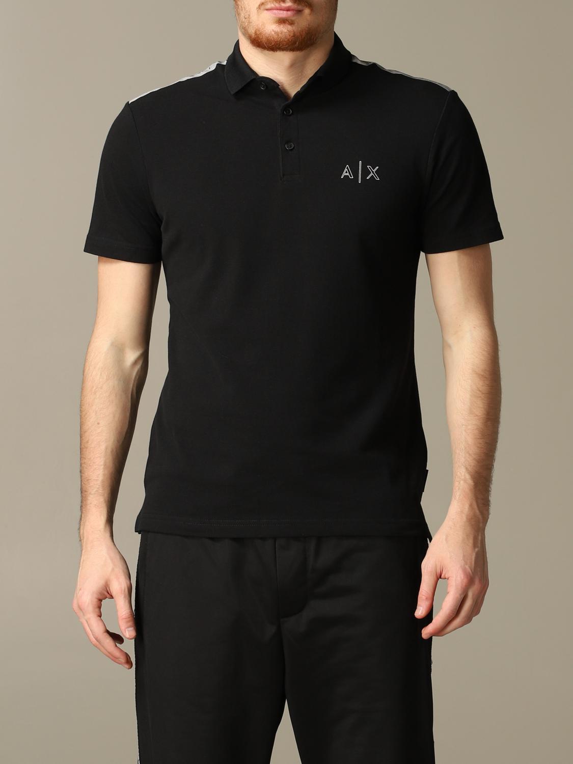 ARMANI EXCHANGE: short-sleeved polo shirt with reflective logo - Black ...