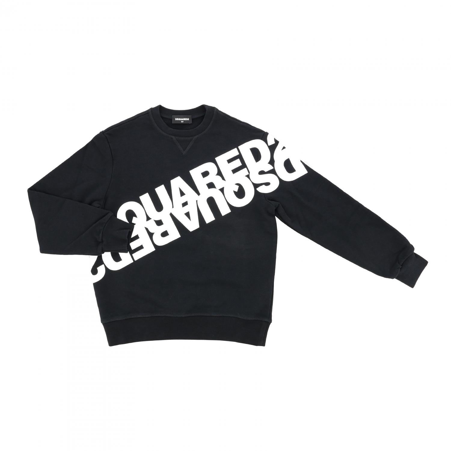 Dsquared2 Felpa Junior a girocollo con logo - Nero | DQ03WS D00RG ...