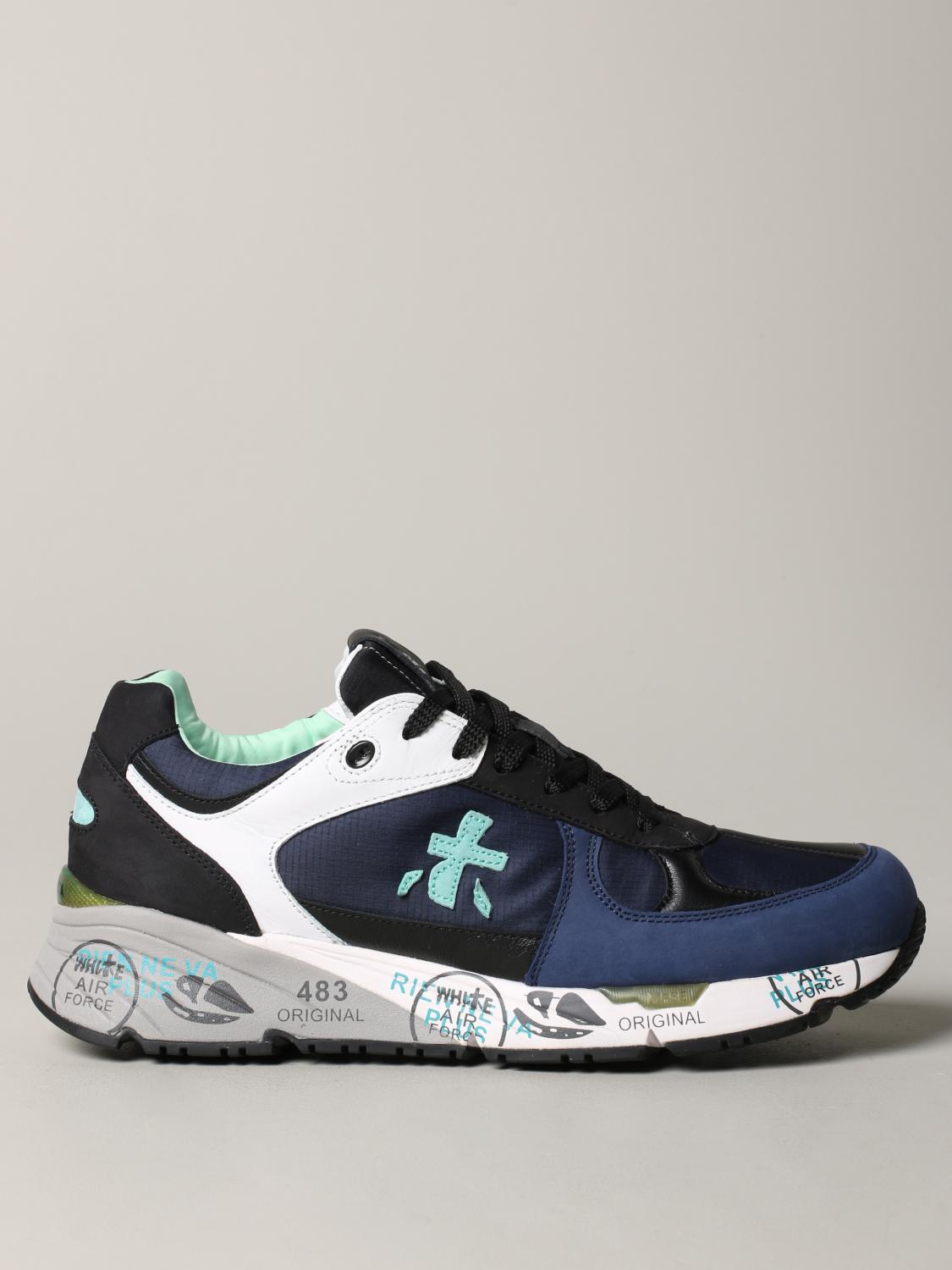 PREMIATA: Mase sneakers in suede and ripstop with logo - Blue ...