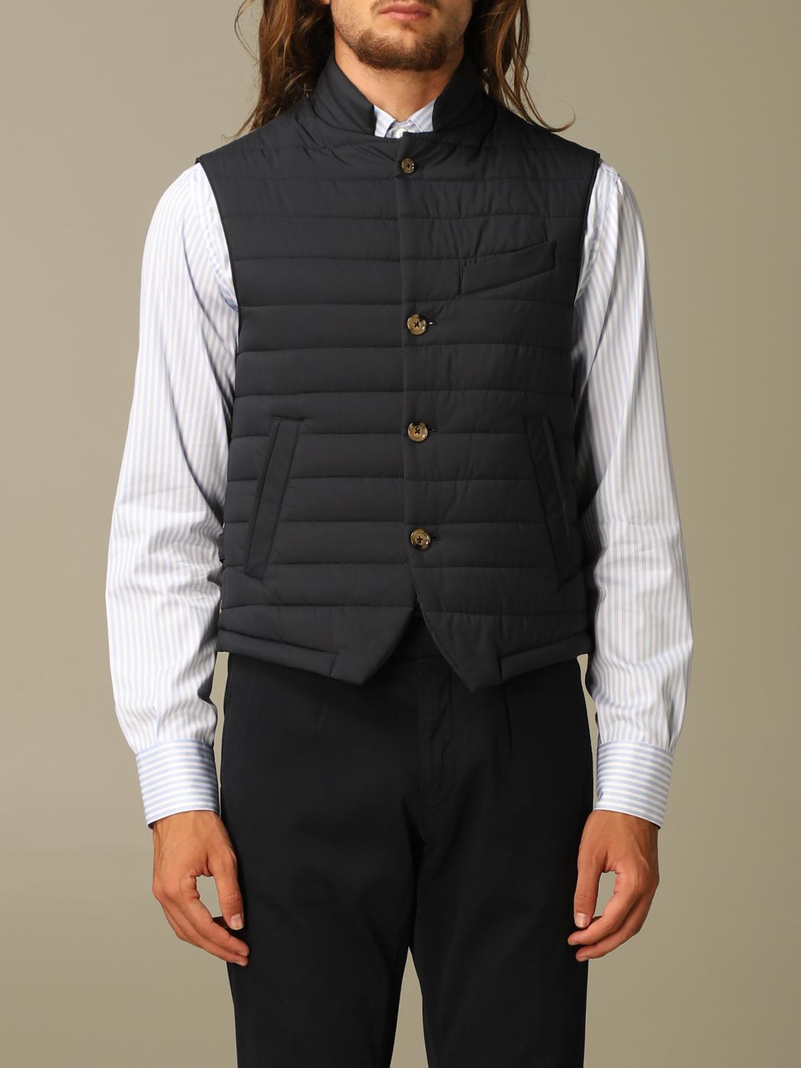 ELEVENTY: "platinum" vest in single-breasted nylon - Blue | Eleventy ...