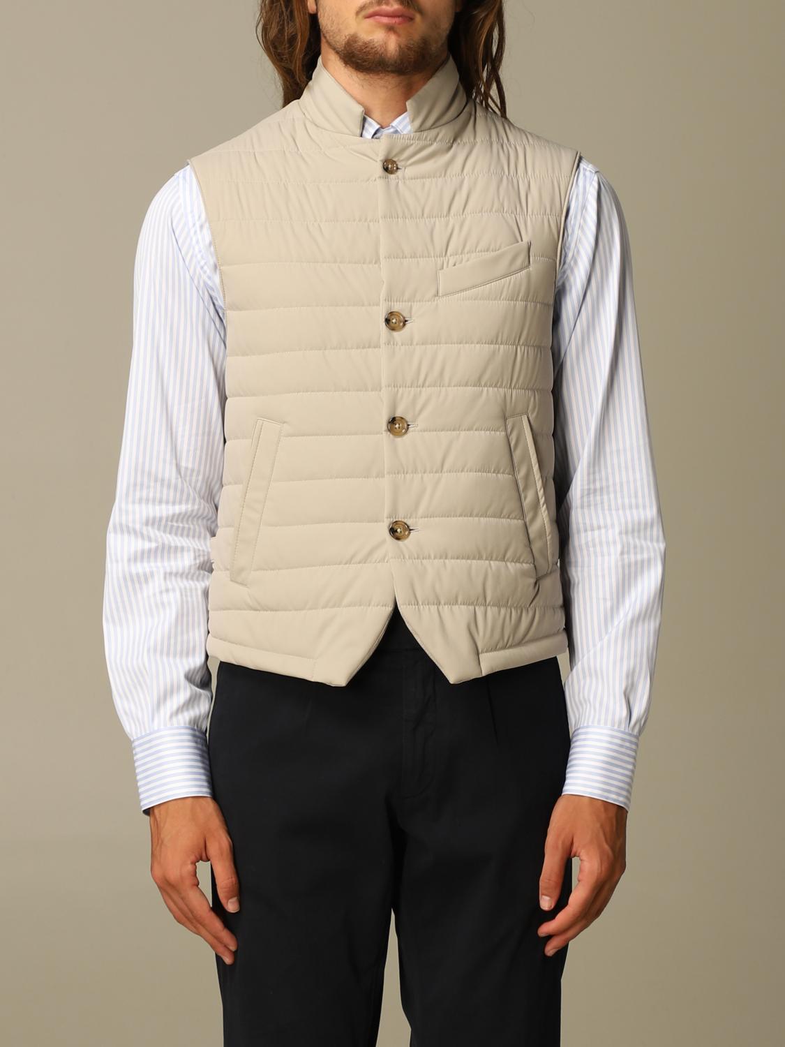 ELEVENTY: "platinum" vest in single-breasted nylon - Sand | Eleventy ...