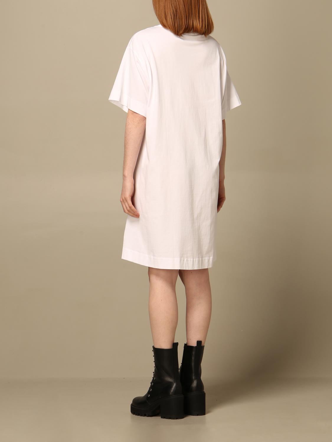 DIESEL: short dress in cotton with logo - White | Diesel dress A04528 ...