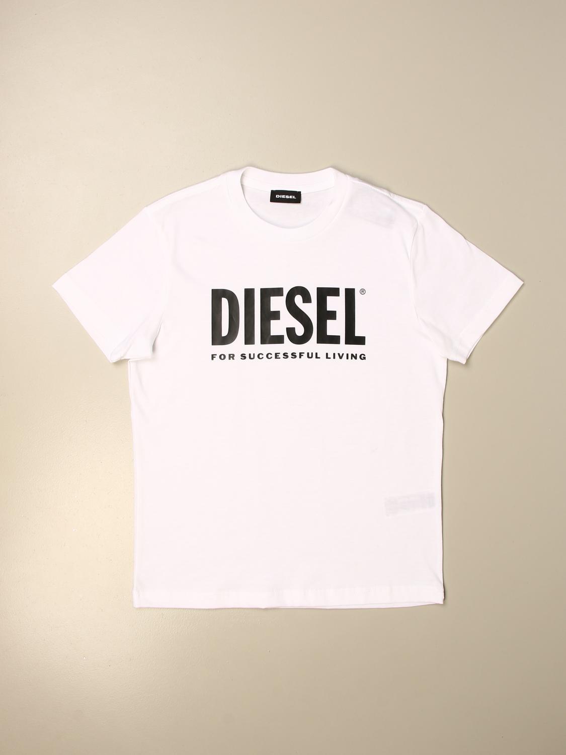 DIESEL: cotton t-shirt with logo - White | Diesel t-shirt 00J4P6 00YI9 ...