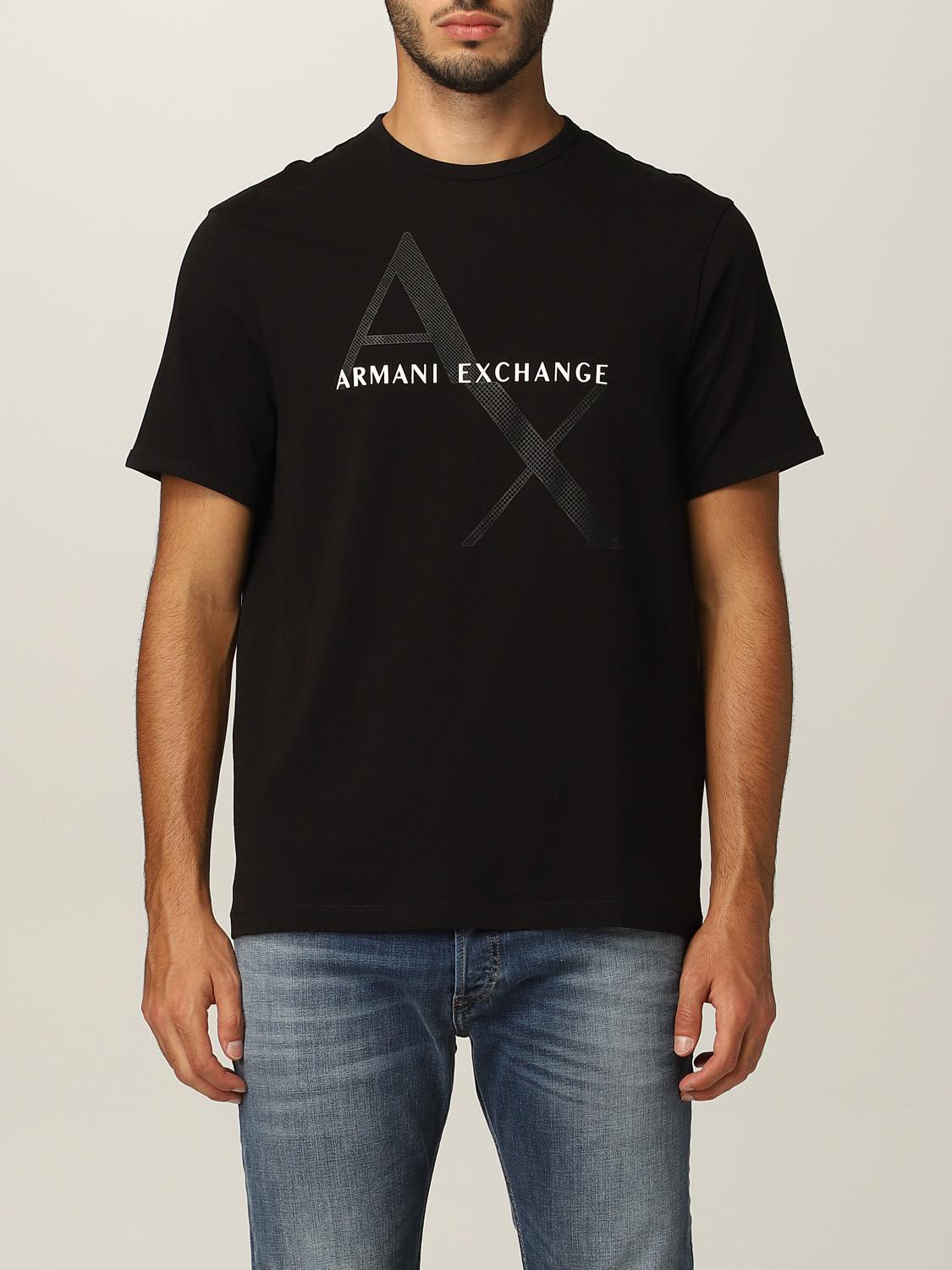ARMANI EXCHANGE: T-shirt in cotton jersey with logo - Black | Armani ...