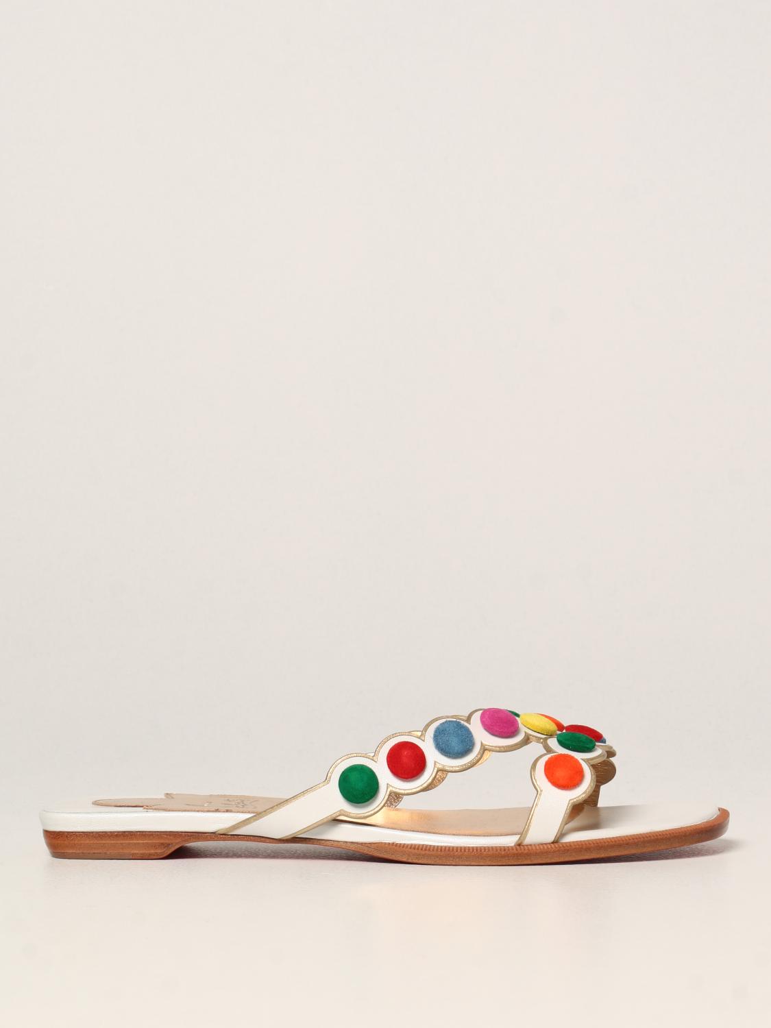 CHRISTIAN LOUBOUTIN: Smarta leather sandals with colored buttons ...