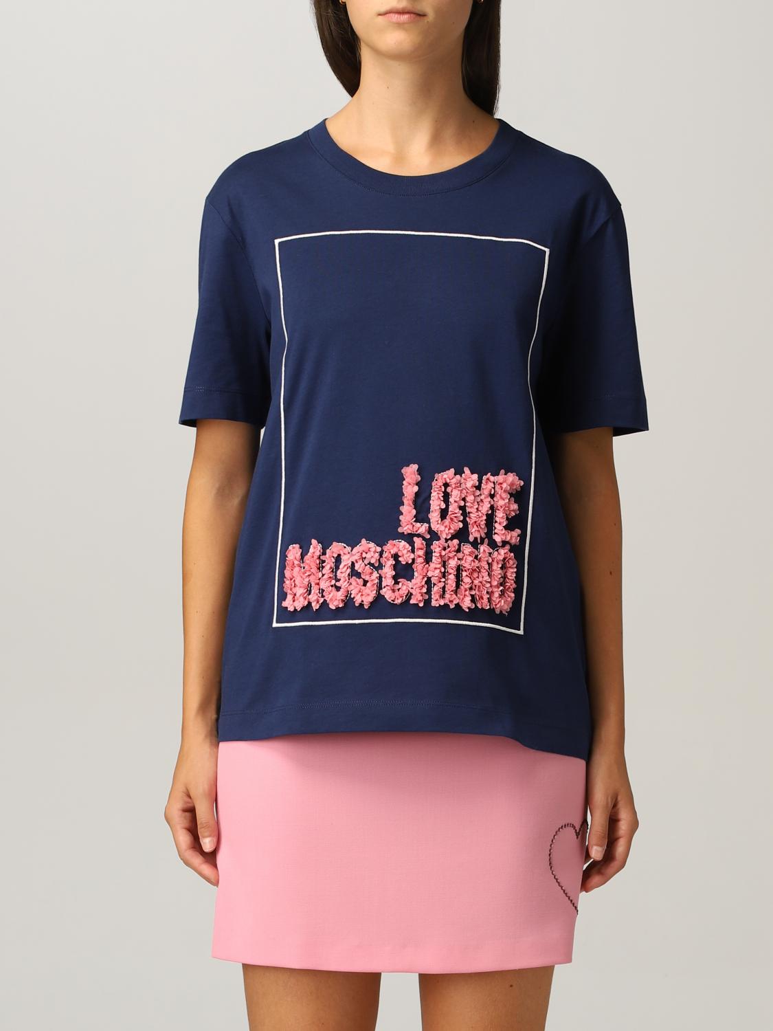 LOVE MOSCHINO: Camiseta mujer , Azul Oscuro | Camiseta Love Moschino ...