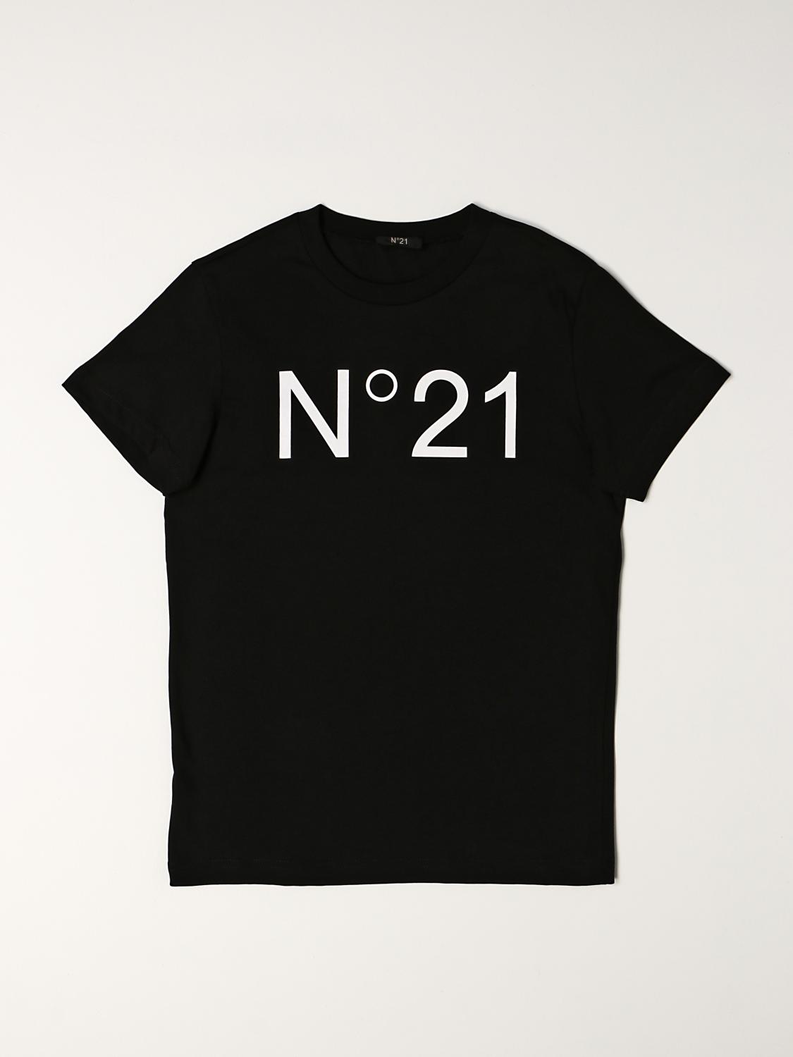 N° 21: N ° 21 cotton T-shirt with logo - Black | N° 21 t-shirt N21173 N0153 online at GIGLIO.COM