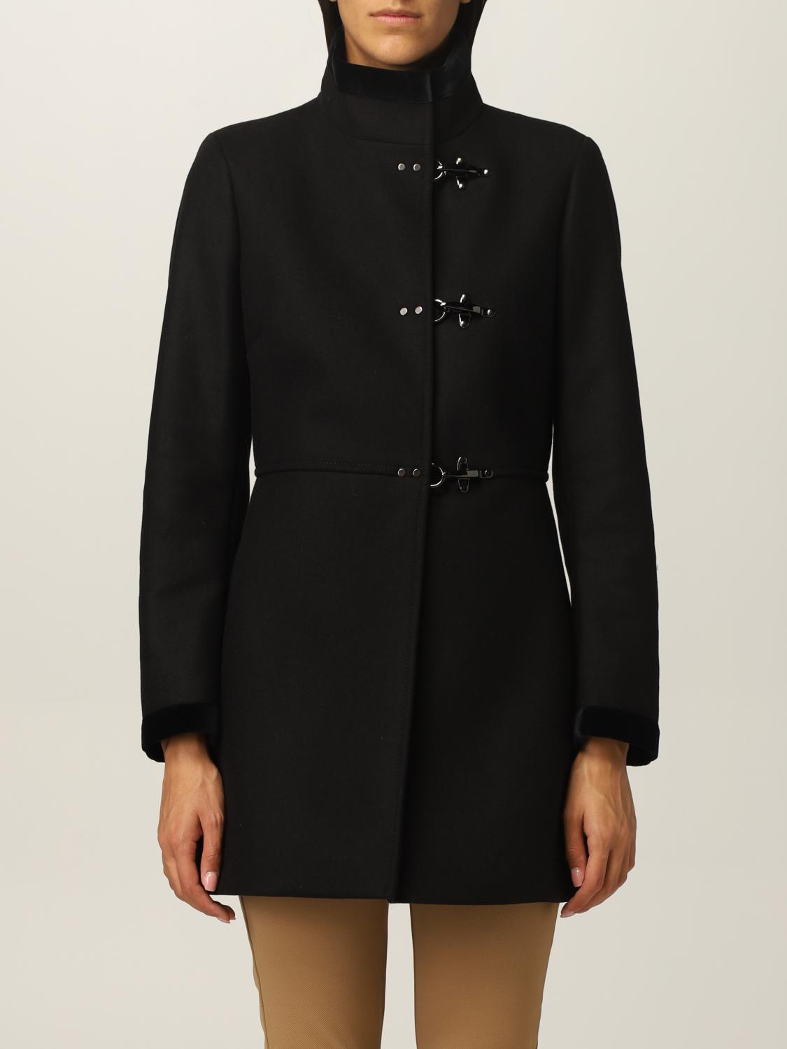 FAY: Virginia coat in virgin wool blend - Black | Fay coat NAW50434000 ...