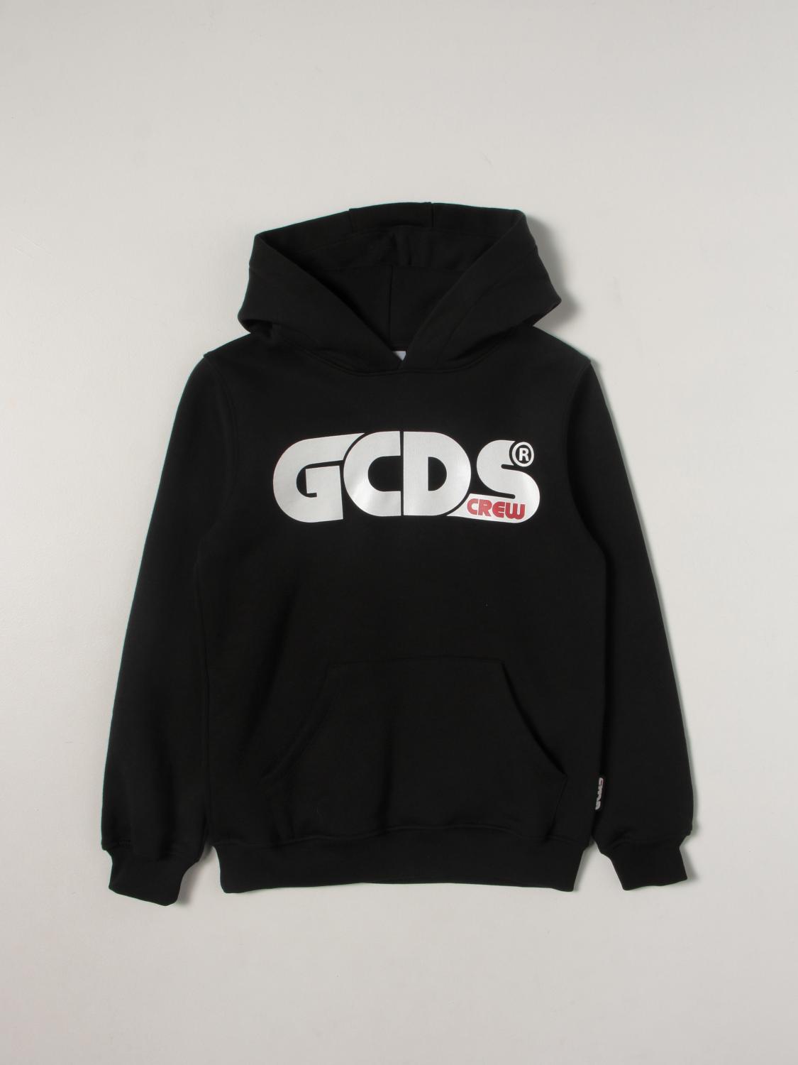 GCDS JUNIOR: Felpa GCDS in cotone con big logo - Nero | Maglia GCDS ...