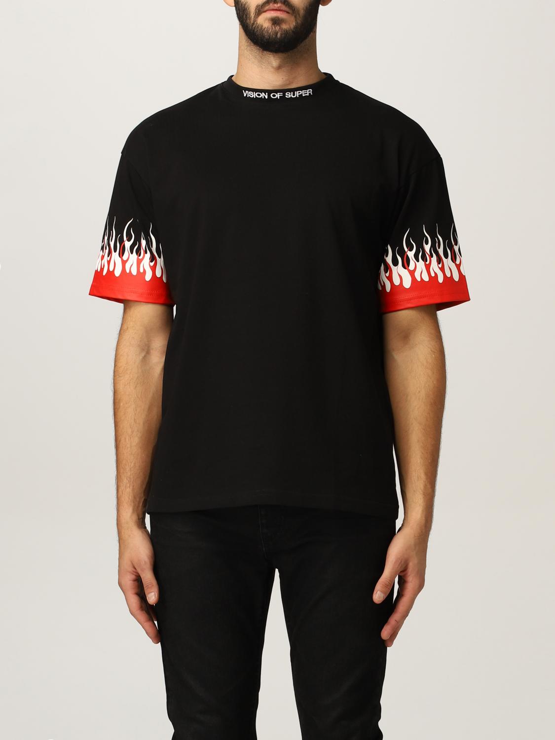 VISION OF SUPER: T-shirt con fiamme - Nero | T-Shirt Vision Of Super ...