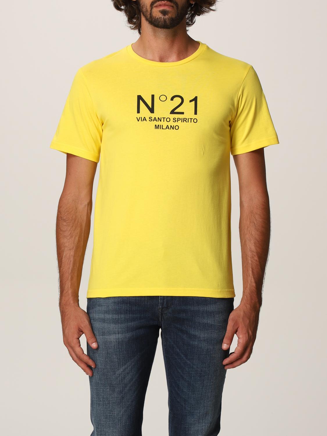 N° 21: N ° 21 T-shirt in cotton jersey with logo - Yellow | N° 21 t ...