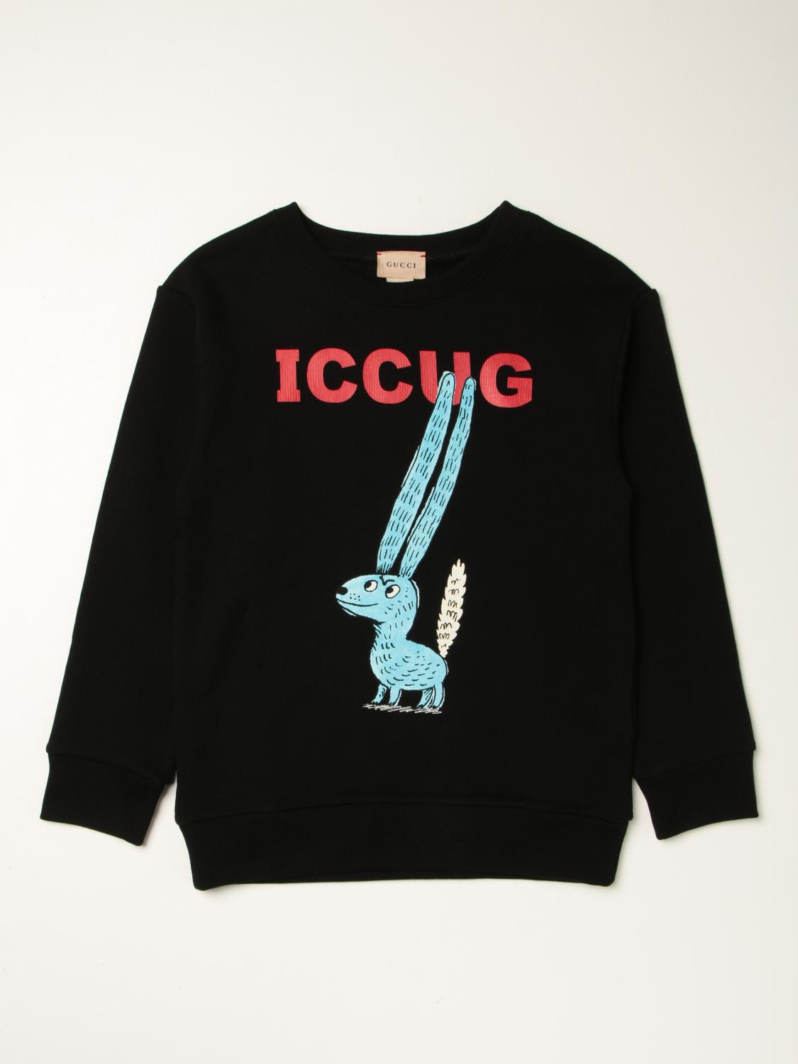 GUCCI: ICCUG sweatshirt in cotton with logo - Black | Gucci sweater ...