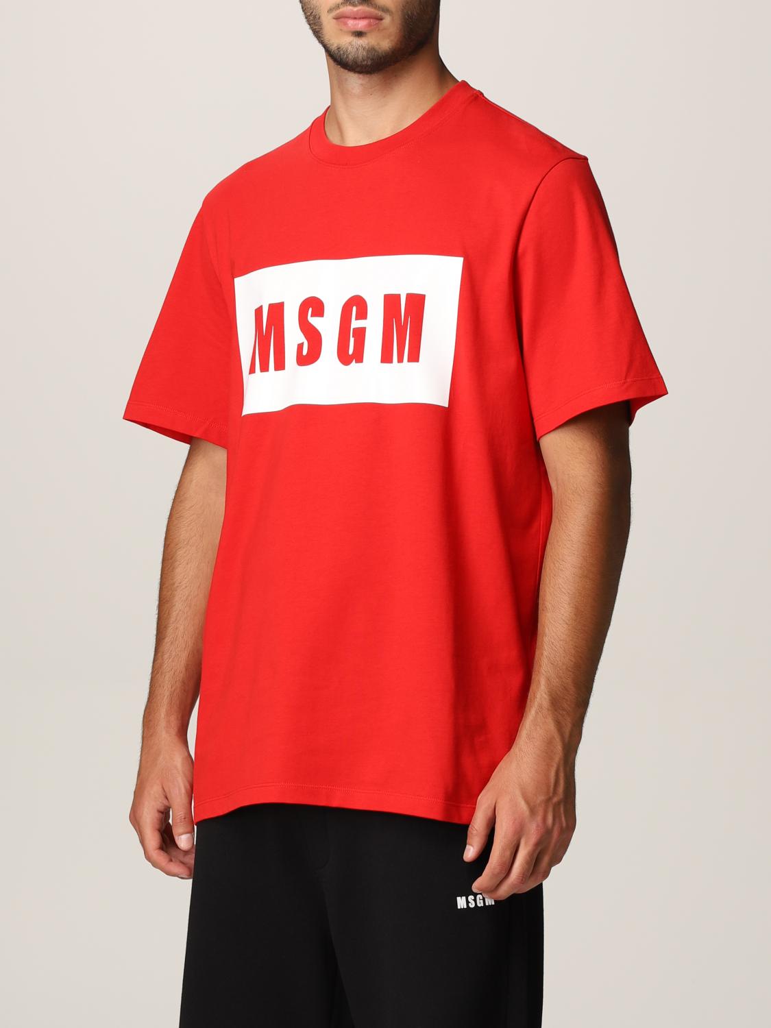 MSGM t-shirt with logo - Red | 2000MM520200002 | GIGLIO.COM
