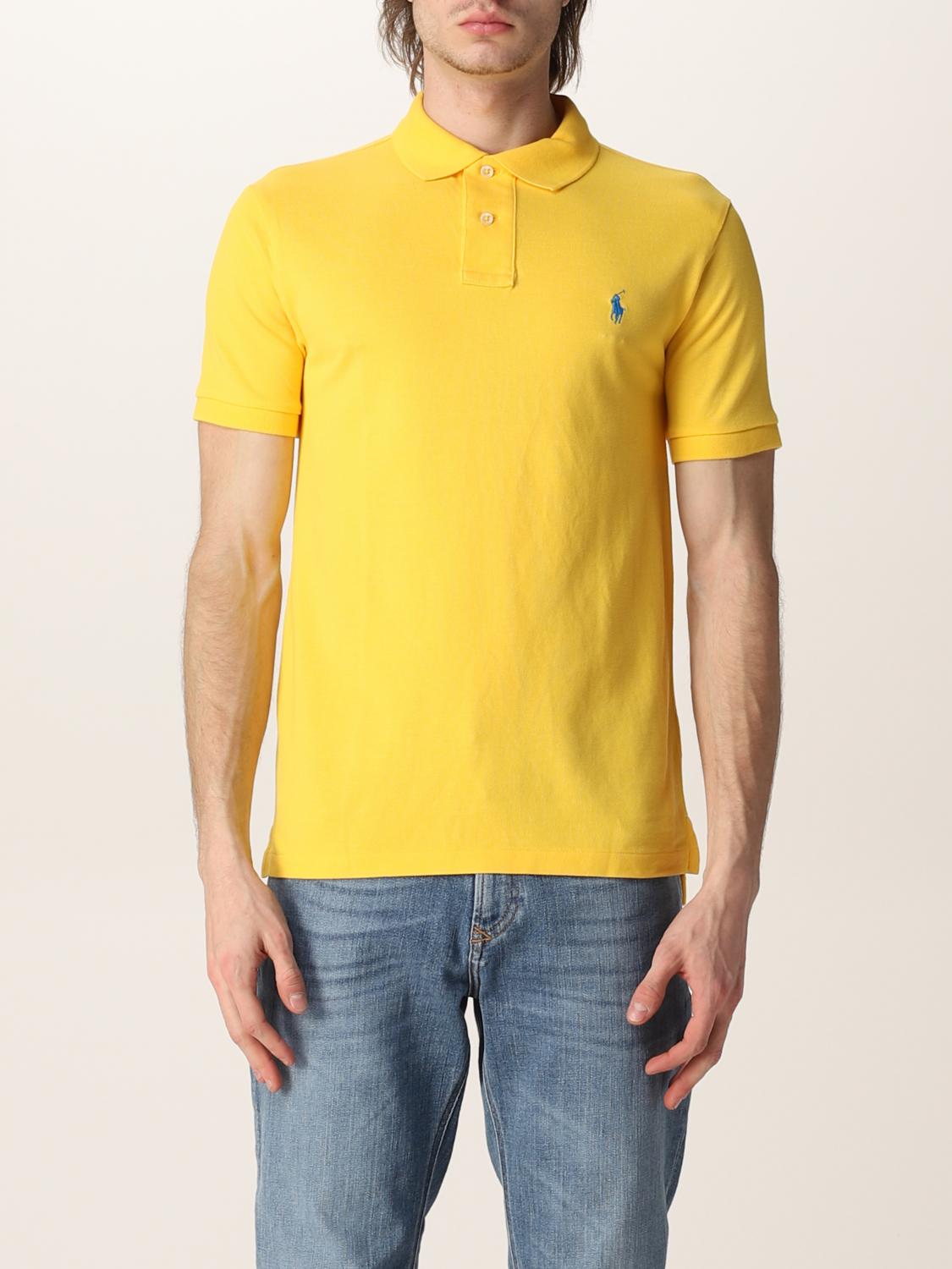 POLO RALPH LAUREN: Polo in cotone con logo - Giallo | Polo Polo Ralph ...