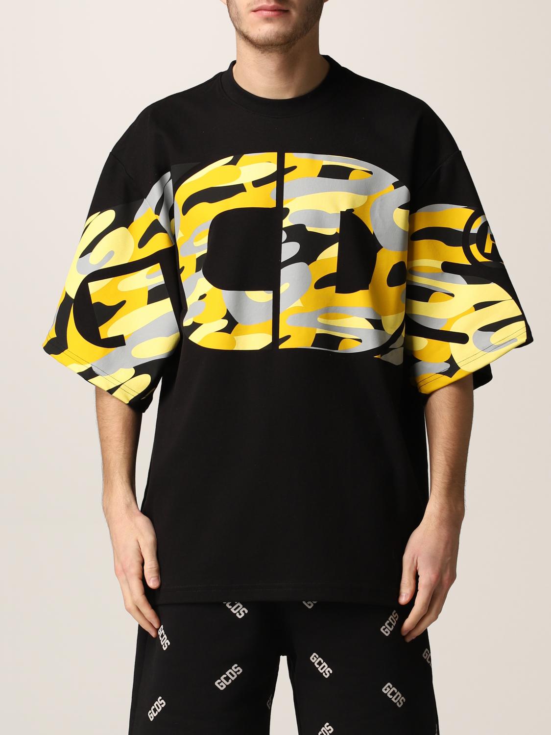 GCDS: over T-shirt with big camouflage logo - Black | GCDS t-shirt ...