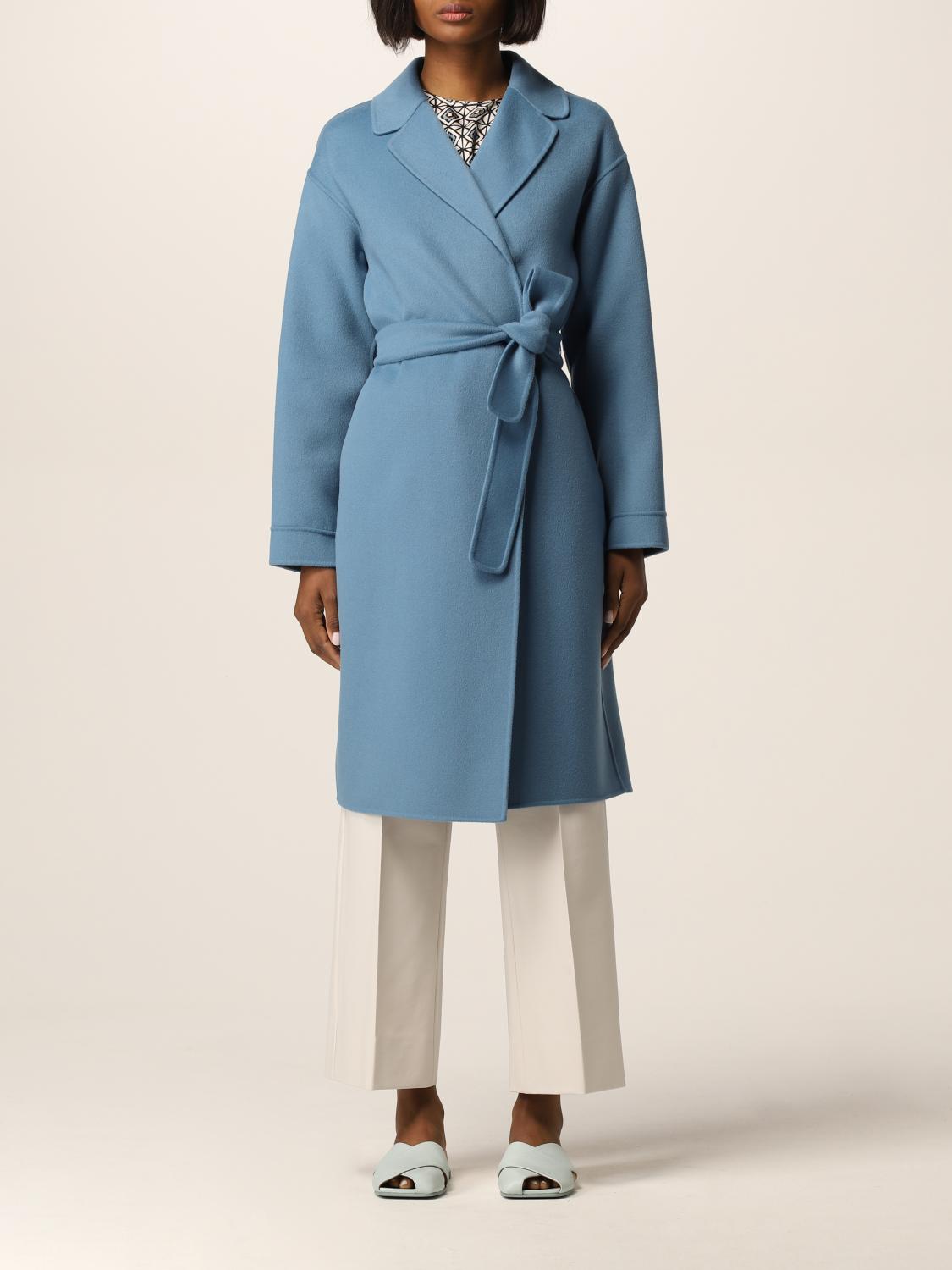 'S MAX MARA: S Max Mara wool wrap coat - Gnawed Blue | 'S Max Mara coat ...