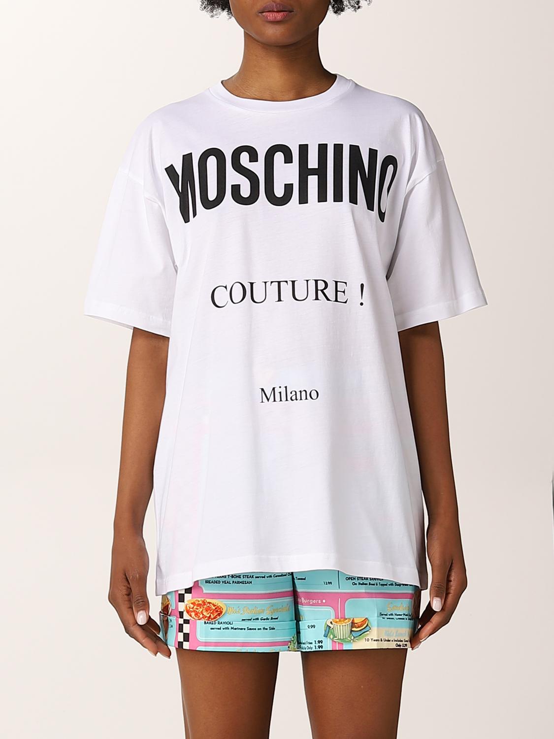 MOSCHINO COUTURE: cotton t-shirt with logo - White | Moschino Couture t-shirt 0717541 online at ...