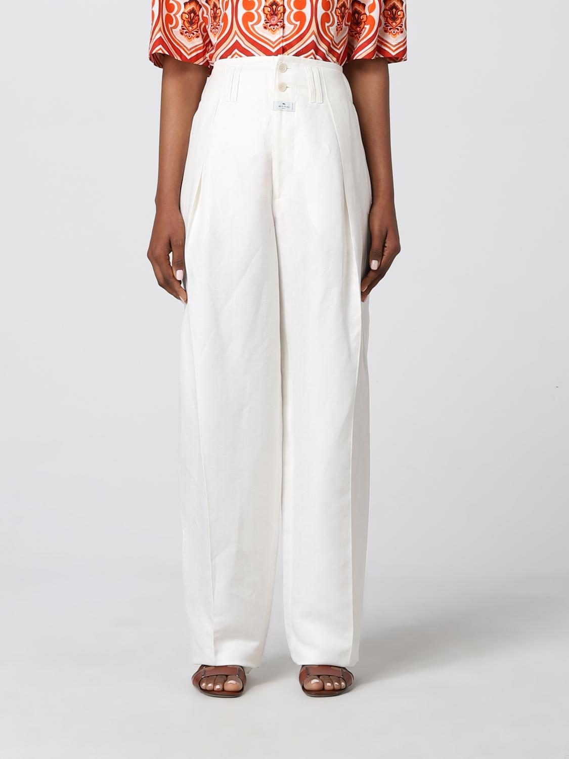 ETRO: linen and silk tailored pants - White | Etro pants 191991513 ...
