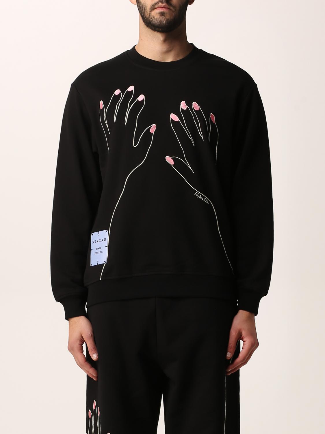 MCQ: Striae cotton sweatshirt with hands embroidery - Black | Mcq ...