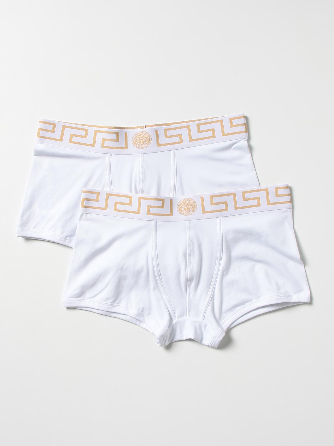 VERSACE: stretch cotton trunks bi-pack - White | Versace intimo ...