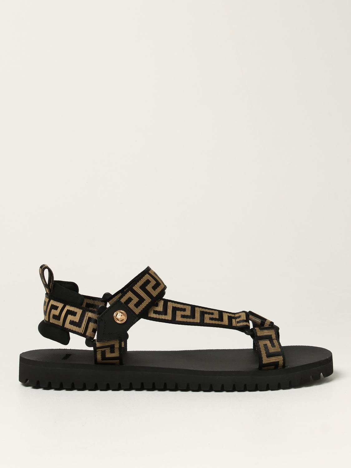 VERSACE: La Greca sandals - Gold | Versace sandals 10033591A00208 ...