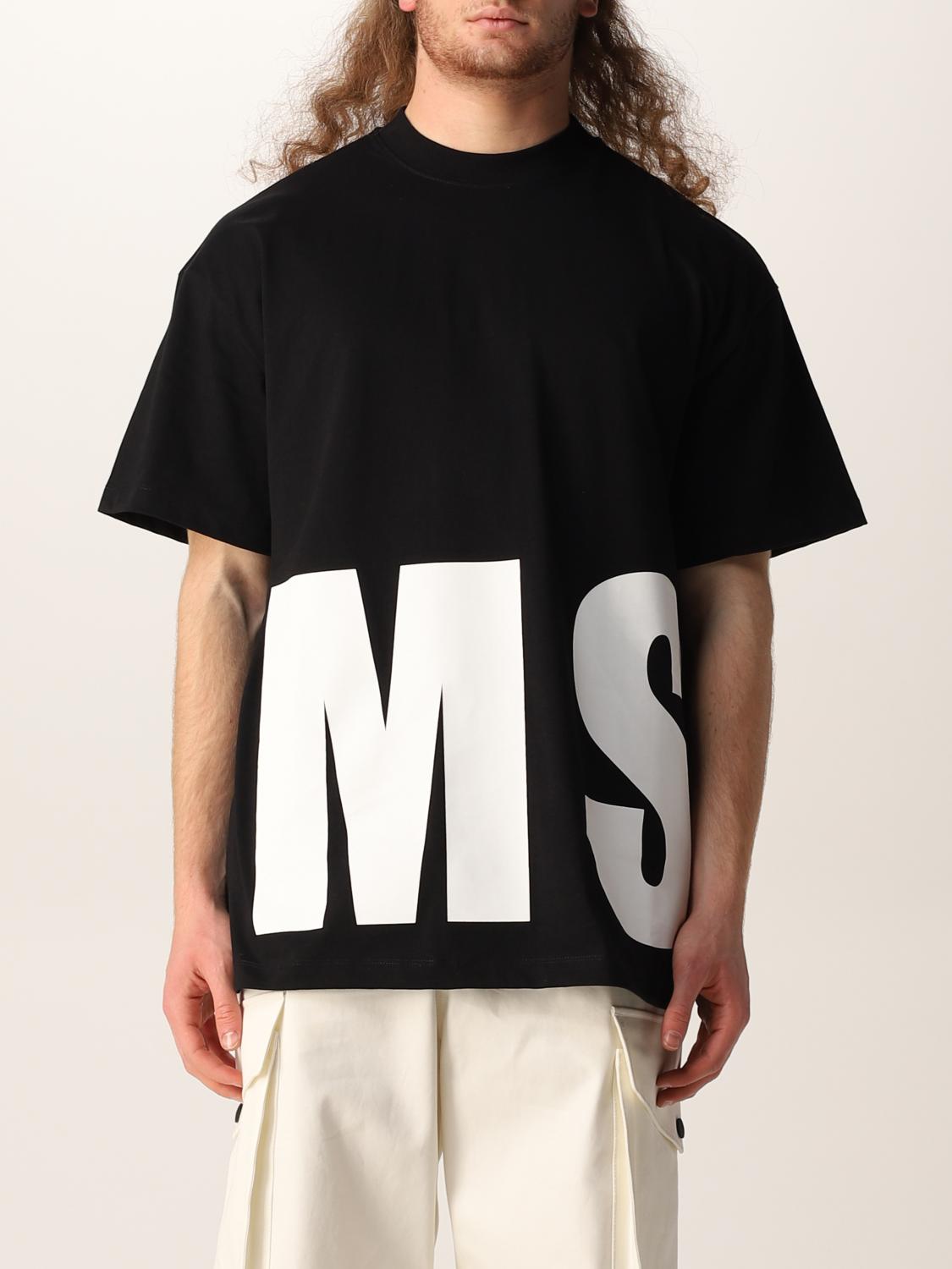 MSGM: cotton t-shirt with logo - Black | MSGM t-shirt 3240MM92227298 online at GIGLIO.COM