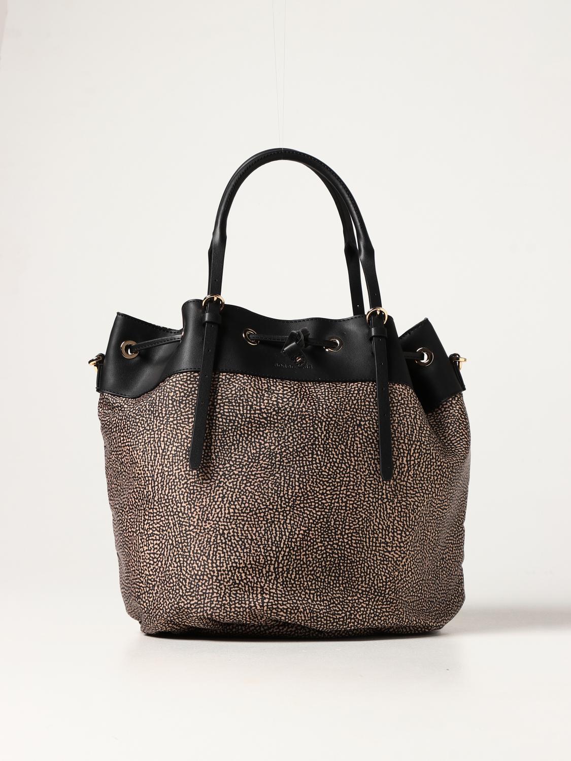 BORBONESE: Borsa in nylon OP riciclato e pelle - Naturale | Borsa A Mano Borbonese 933170I15 ...