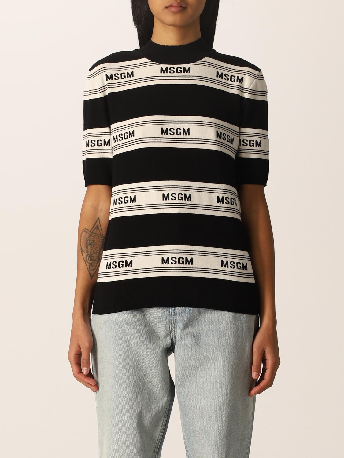 MSGM: sweater with all over logo - Black | MSGM sweater ...