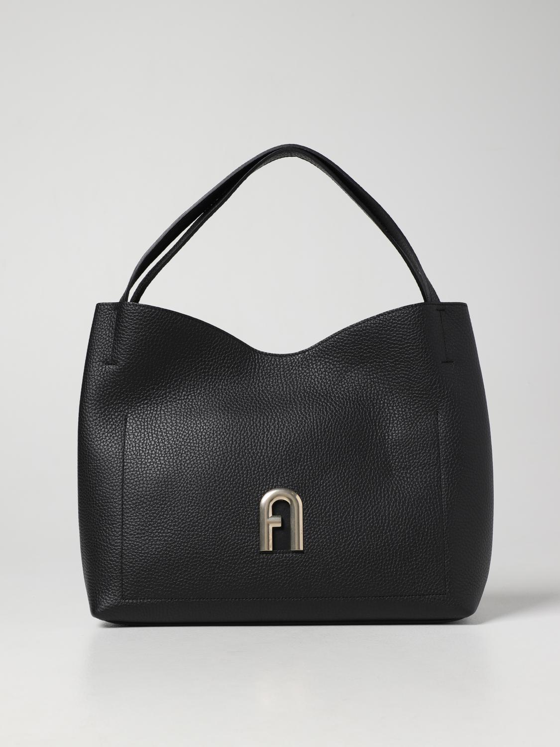 FURLA: Primula tote bag in textured leather - Black | Furla tote bags ...