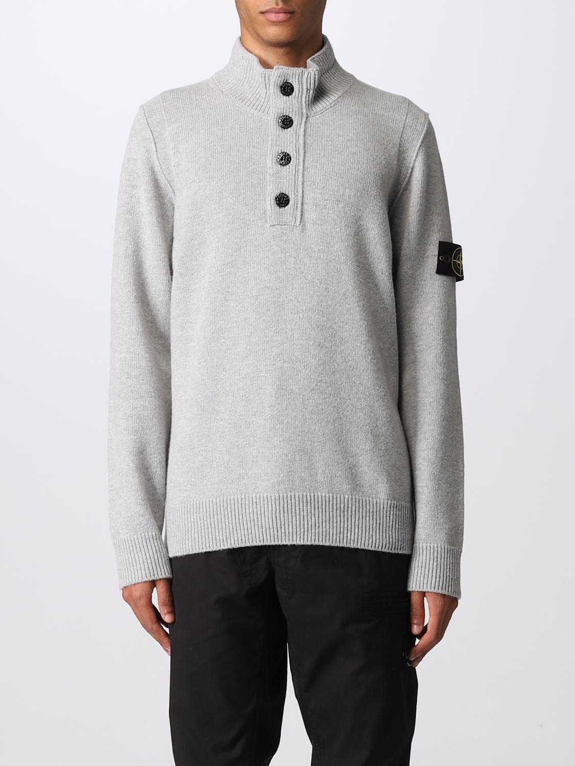 STONE ISLAND: Jumper men - Grey | Stone Island jumper 540A3 online at ...