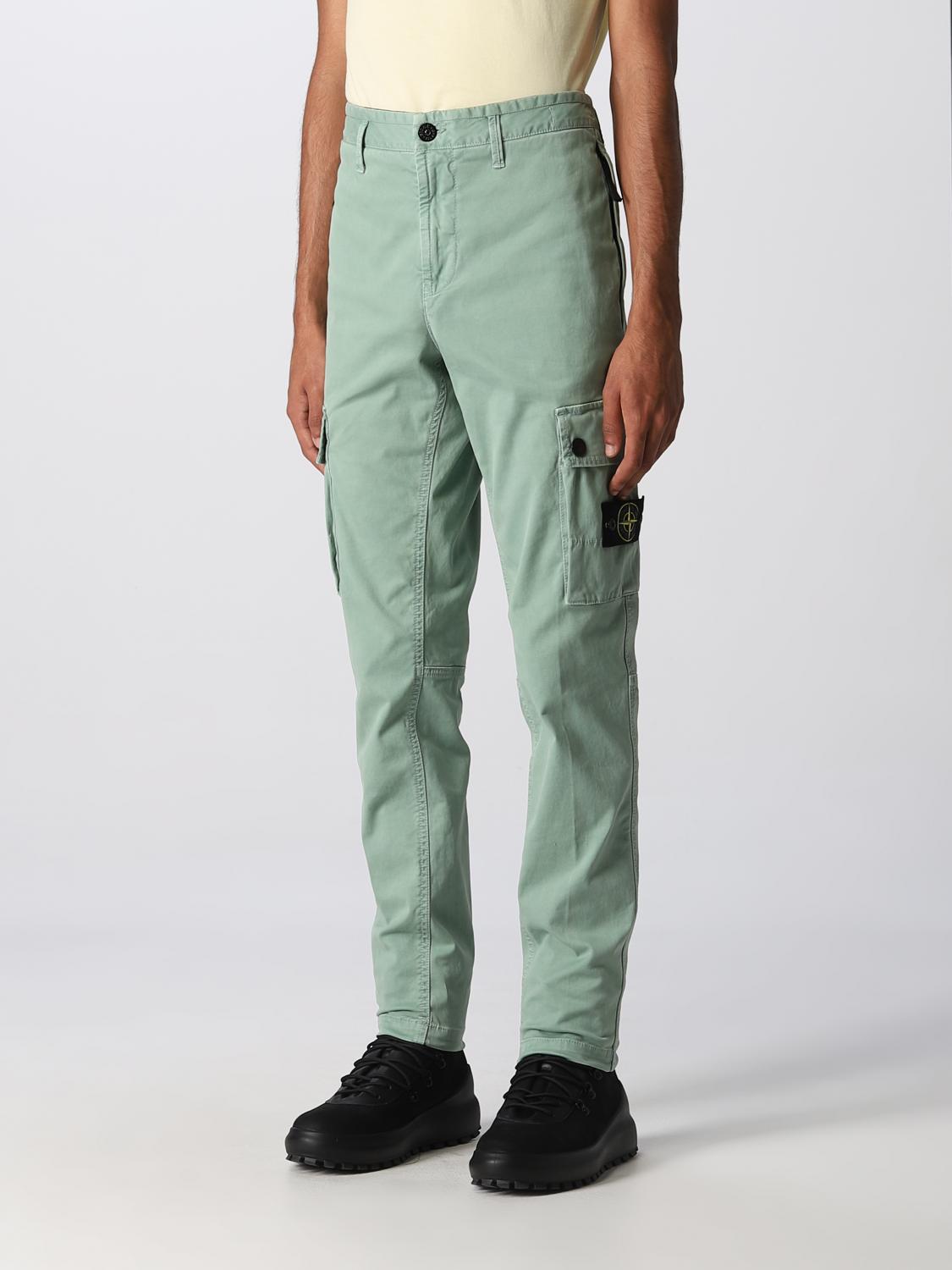 STONE ISLAND: Pants men - Green | Stone Island pants 303L1 online at ...