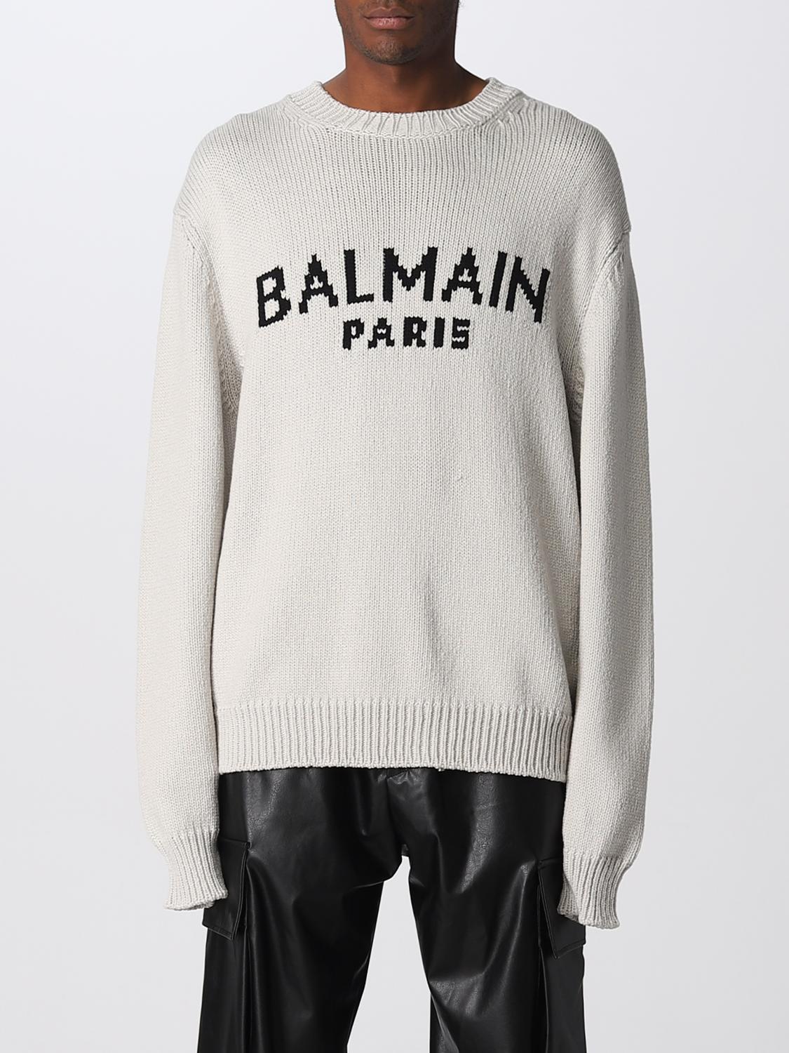 BALMAIN: Sweater men - Grey | Balmain sweater YH0KD000KC88 online at GIGLIO.COM