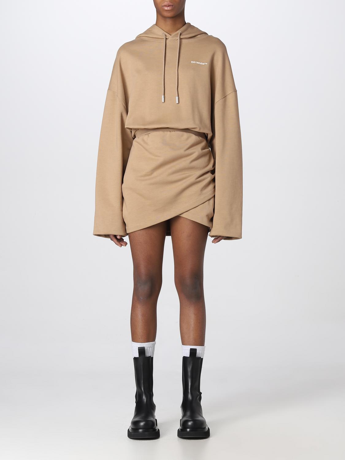 OFF-WHITE: Dress women - Beige | Off-White dress OWDB423F22JER001 ...