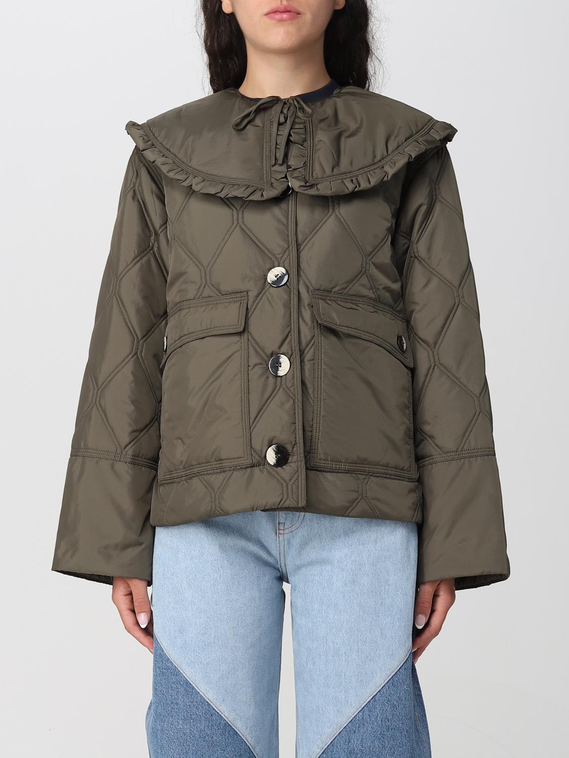 GANNI: quilted recycled ripstop jacket - Brown | Ganni jacket F7159 ...