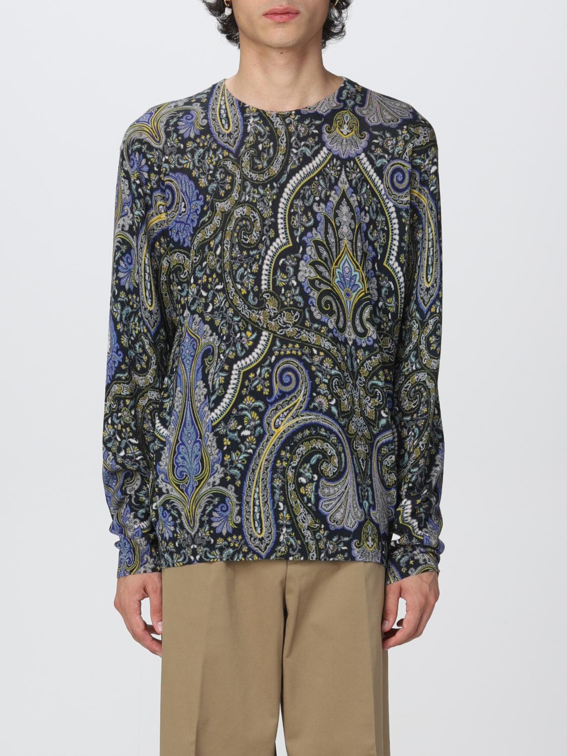 ETRO: Paisley silk and cashmere sweater - Blue | Etro sweater 1M0649952 ...