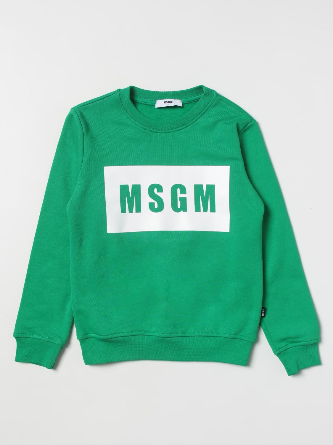 MSGM KIDS: Felpa MSGM con logo - Verde | Maglia MSGM Kids MS029084 online su GIGLIO.COM