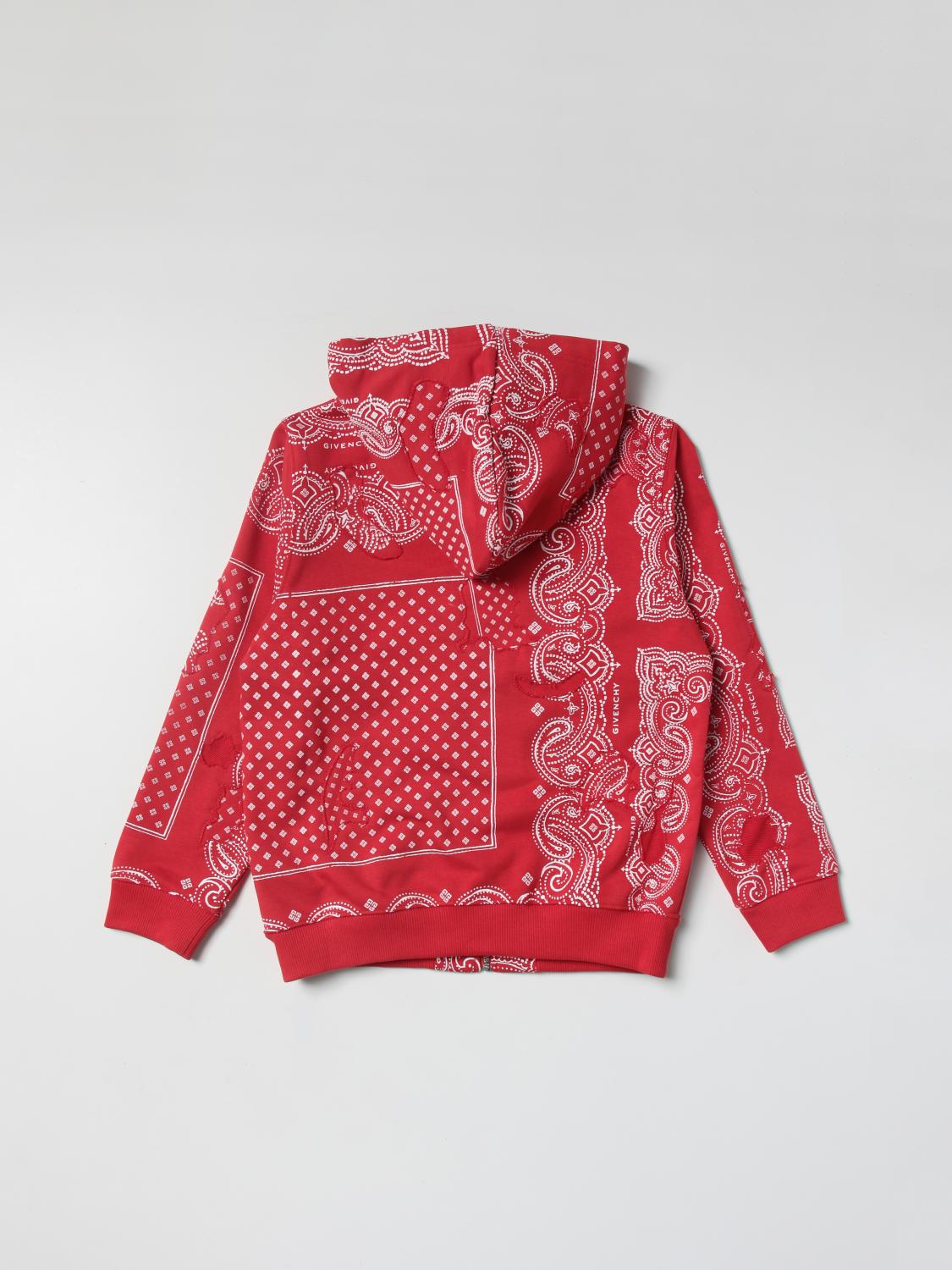 GIVENCHY: bandana print hoodie - Red | Givenchy sweater H25350 online ...