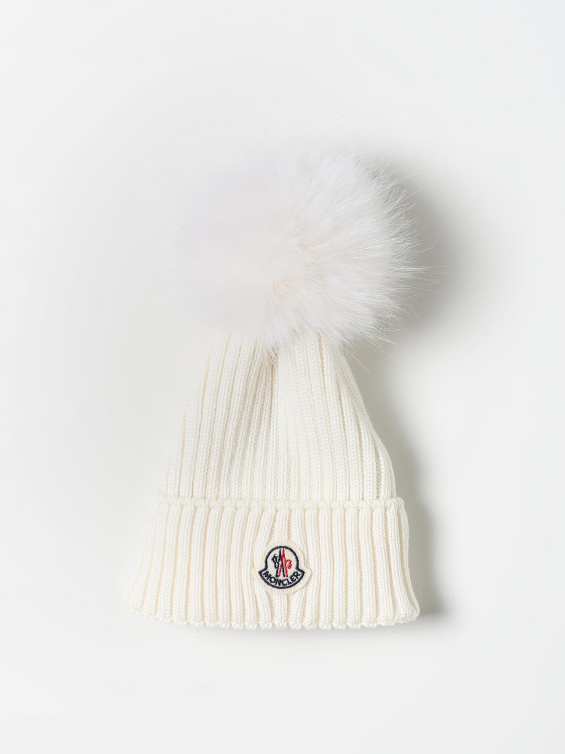 MONCLER: Cappello in lana con pompon - Bianco | Cappello Moncler ...