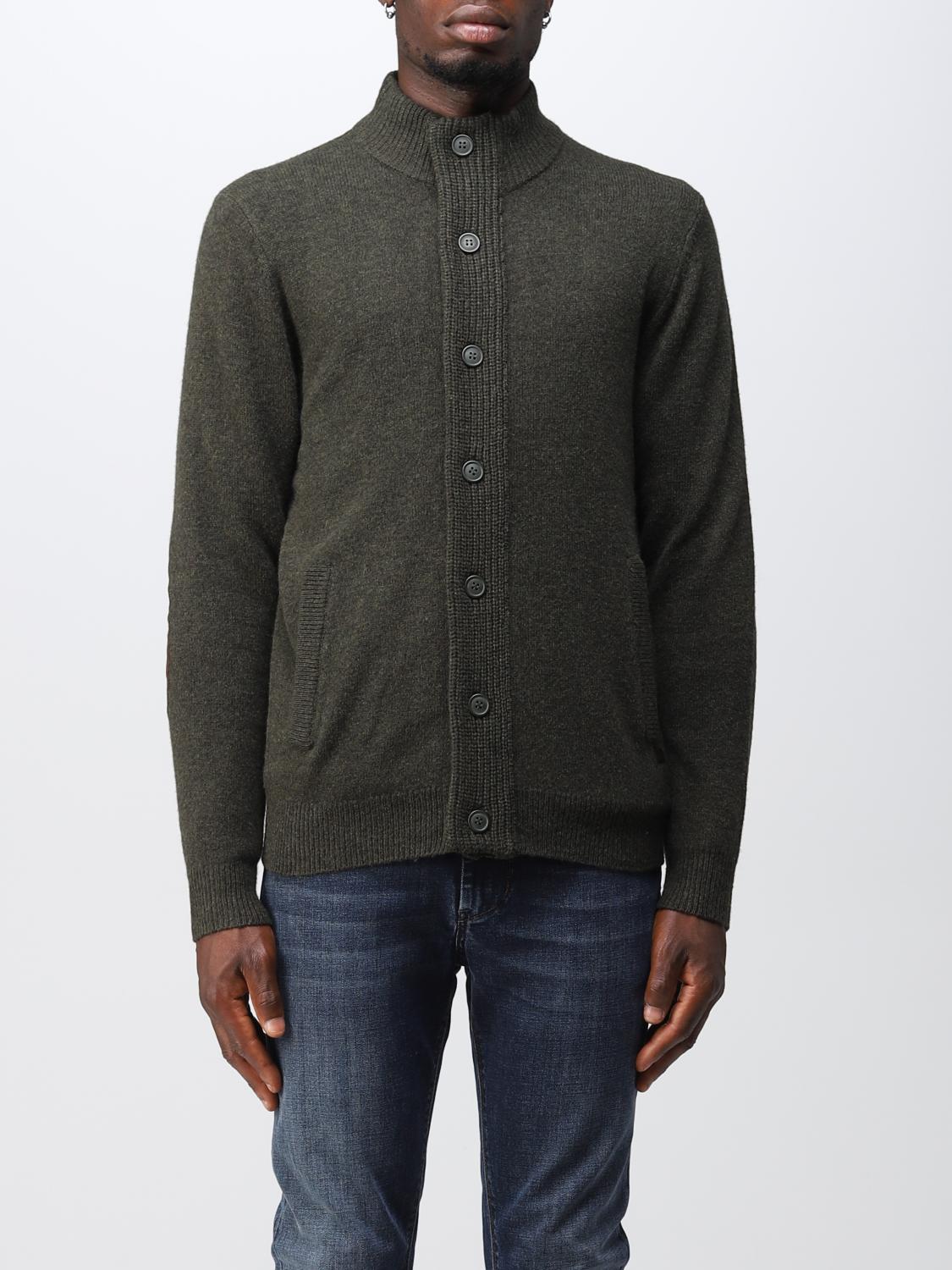 BARBOUR: Jumper men - Olive | Barbour cardigan MKN0731 online at GIGLIO.COM