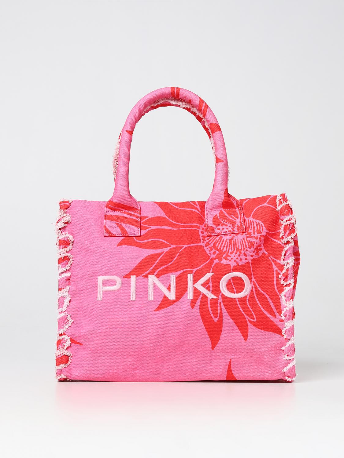 PINKO: Borsa Beach in canvas riciclato - Rosa | Borse Tote Pinko 100782A0PZ online su GIGLIO.COM