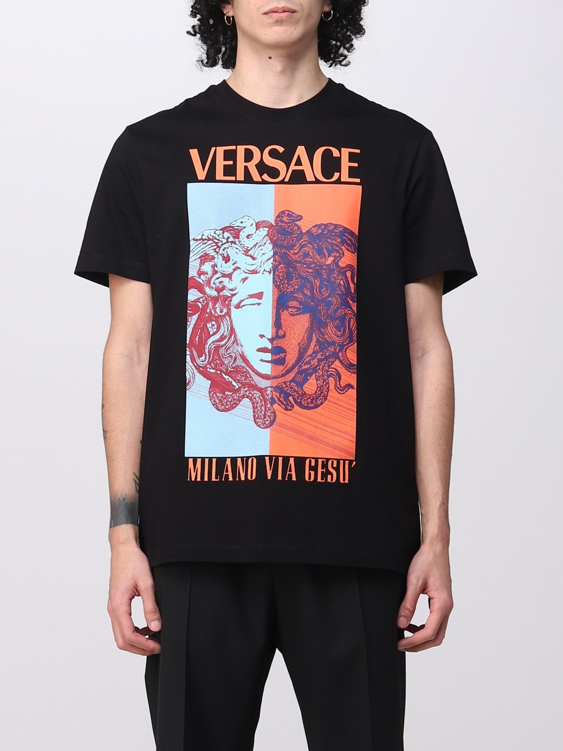 VERSACE: Medusa graphic T-shirt in cotton - Black | Versace t-shirt ...