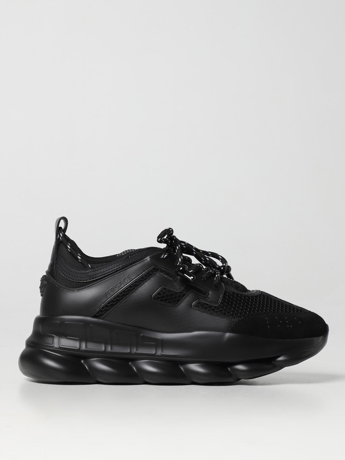 Versace Chain Reaction sneakers in mesh and leather - Black ...