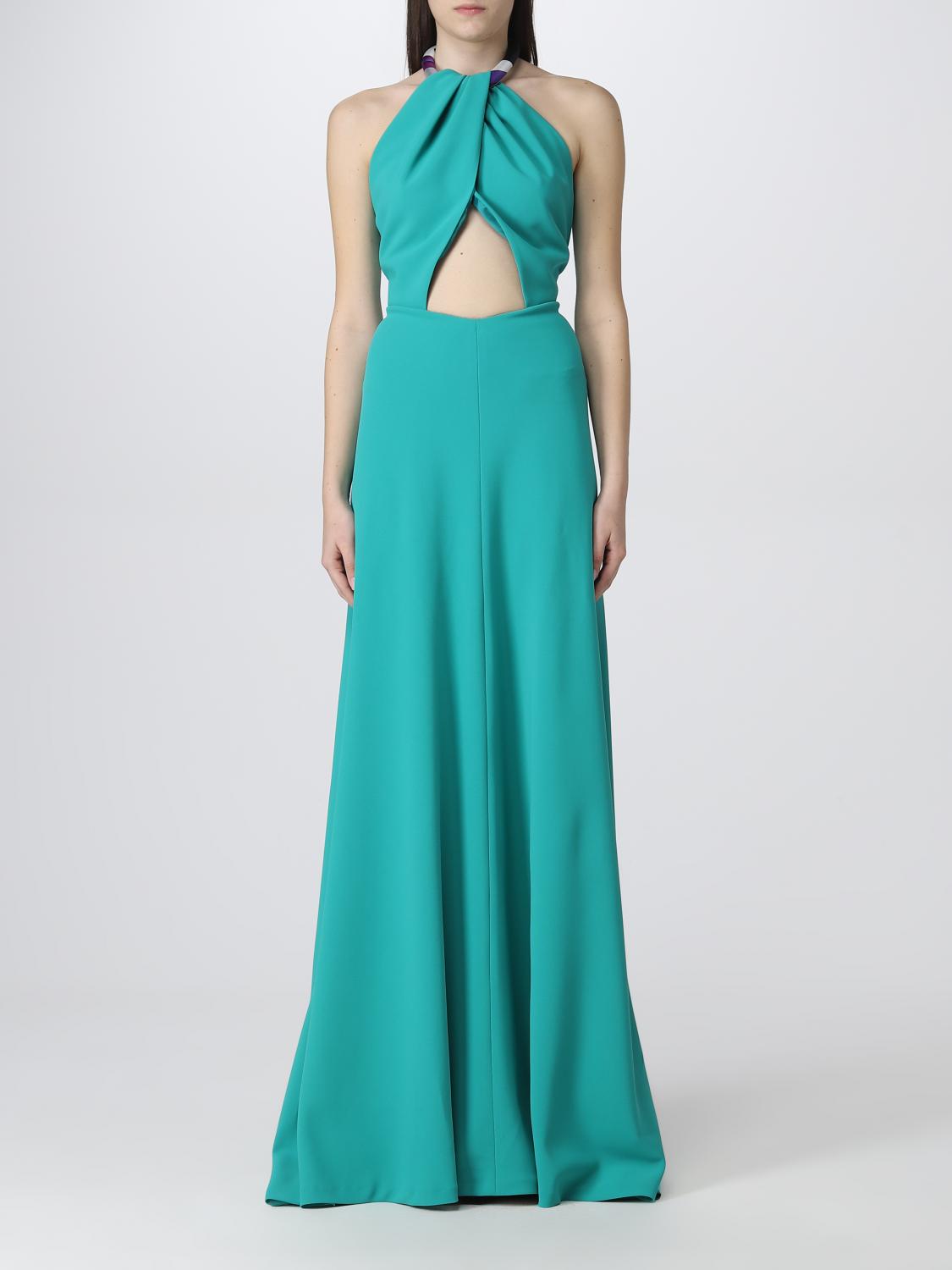 PUCCI: Dress woman - Green | Pucci dress 3ERI253E638 online at GIGLIO.COM