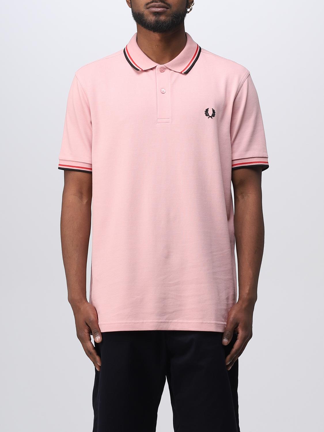 FRED PERRY: Polo shirt men - Pink | Fred Perry polo shirt M3600 online ...