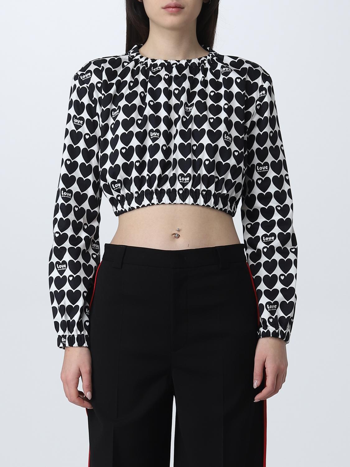 LOVE MOSCHINO: blouse in stretch cotton - White | Love Moschino top e ...