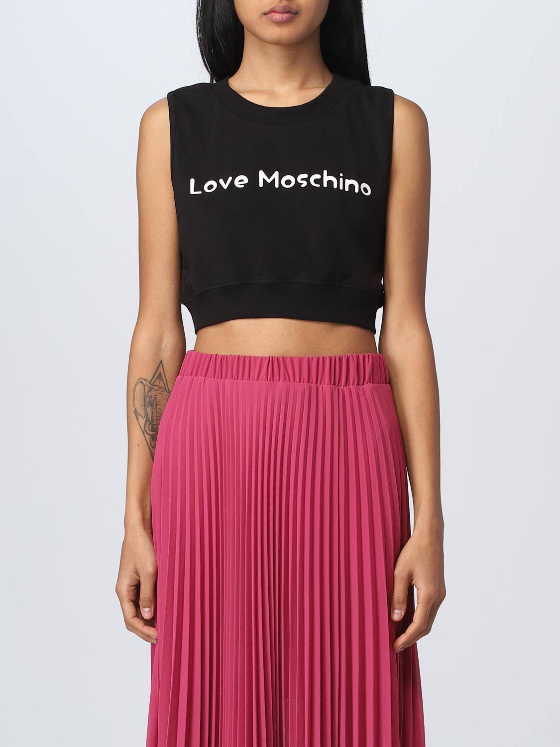 LOVE MOSCHINO: top in stretch cotton - Black | Love Moschino top ...