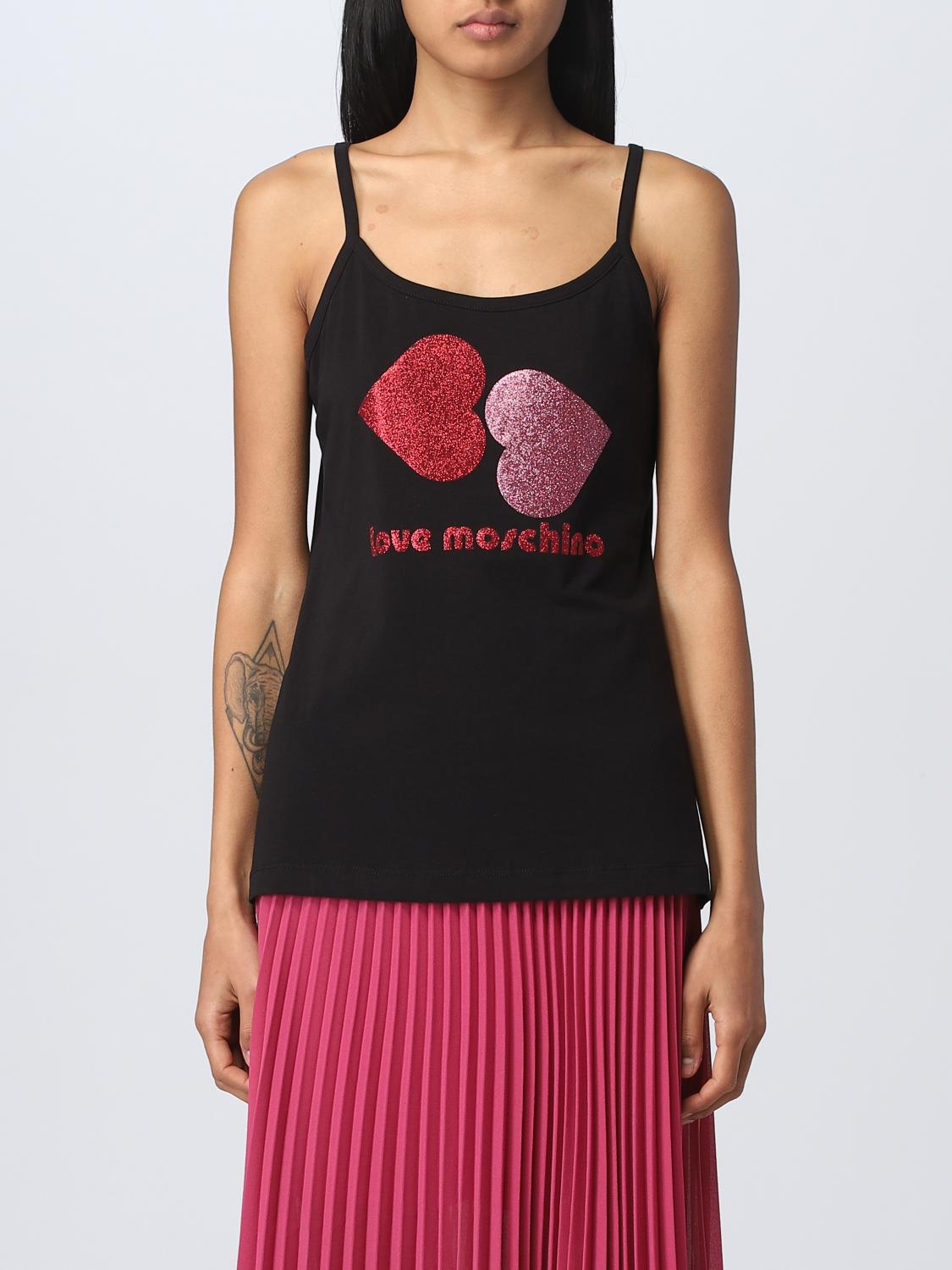 LOVE MOSCHINO: top in stretch cotton - Black | Love Moschino top ...
